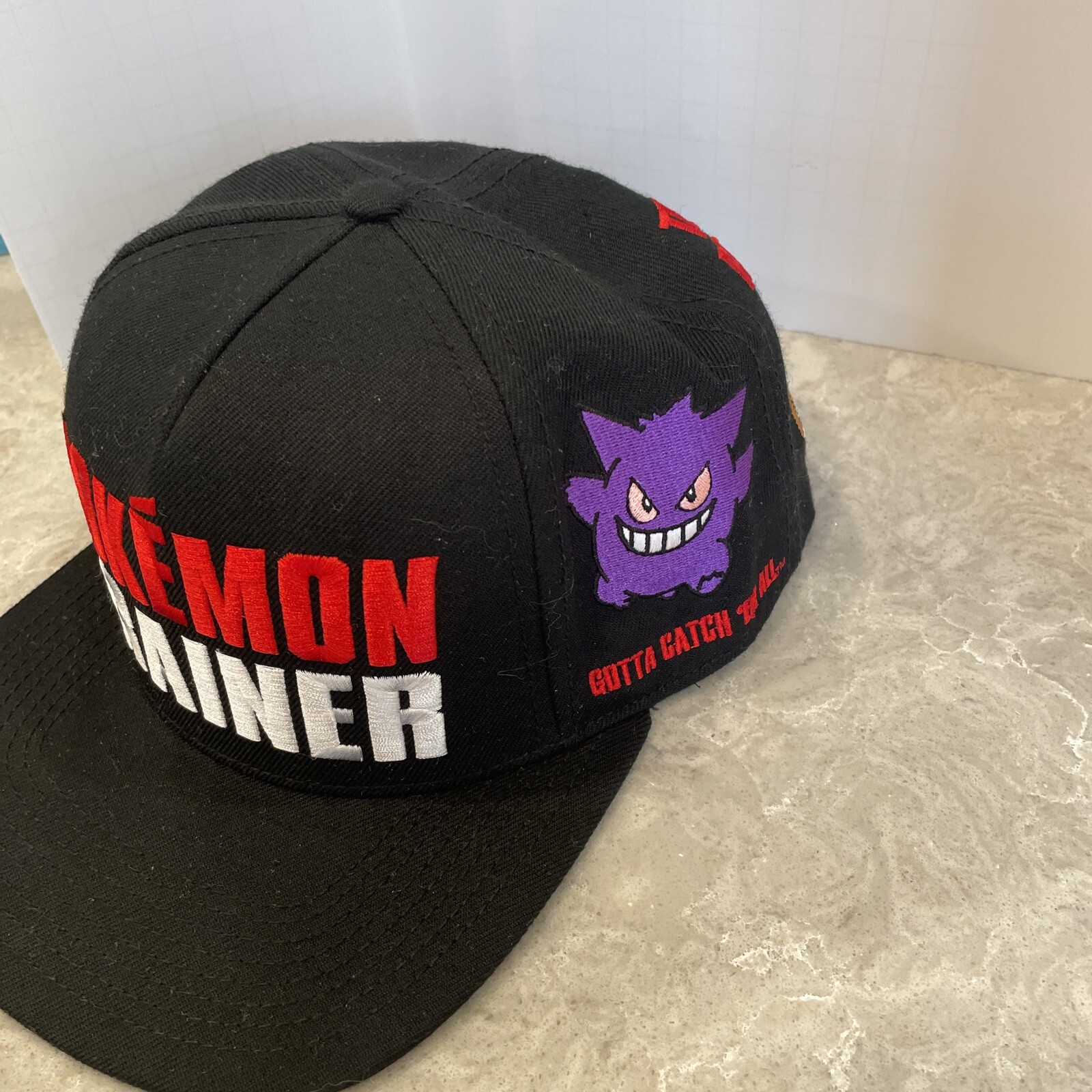 Pokemon Trainer Snapback Hat Team Rocket Pikachu Gengar Meowth Baseball ...