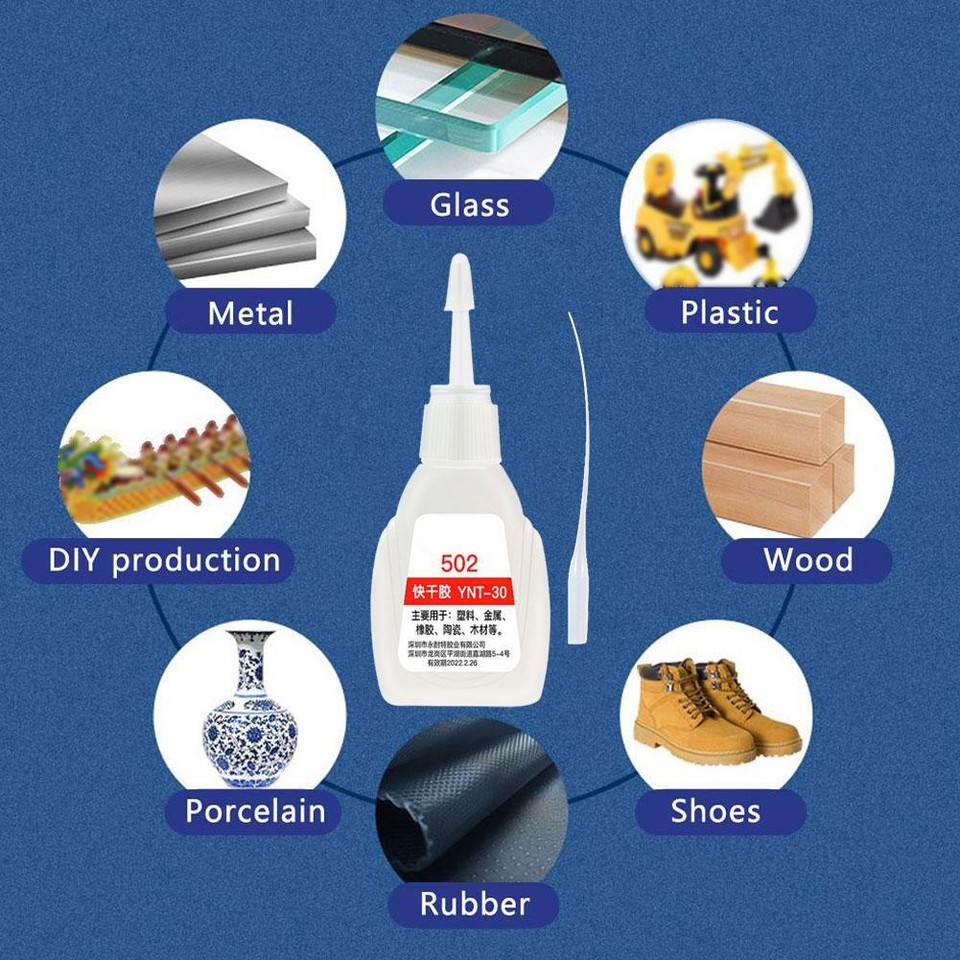502 Strong Adhesive, Leather Rubber Wood Metal Strong Liquid Super Glu ...