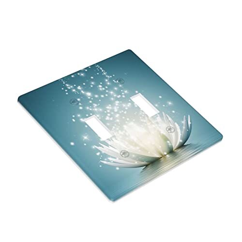 White Lotus Double Toggle Light Switch Cover Decorative Wall Plate 2 ...
