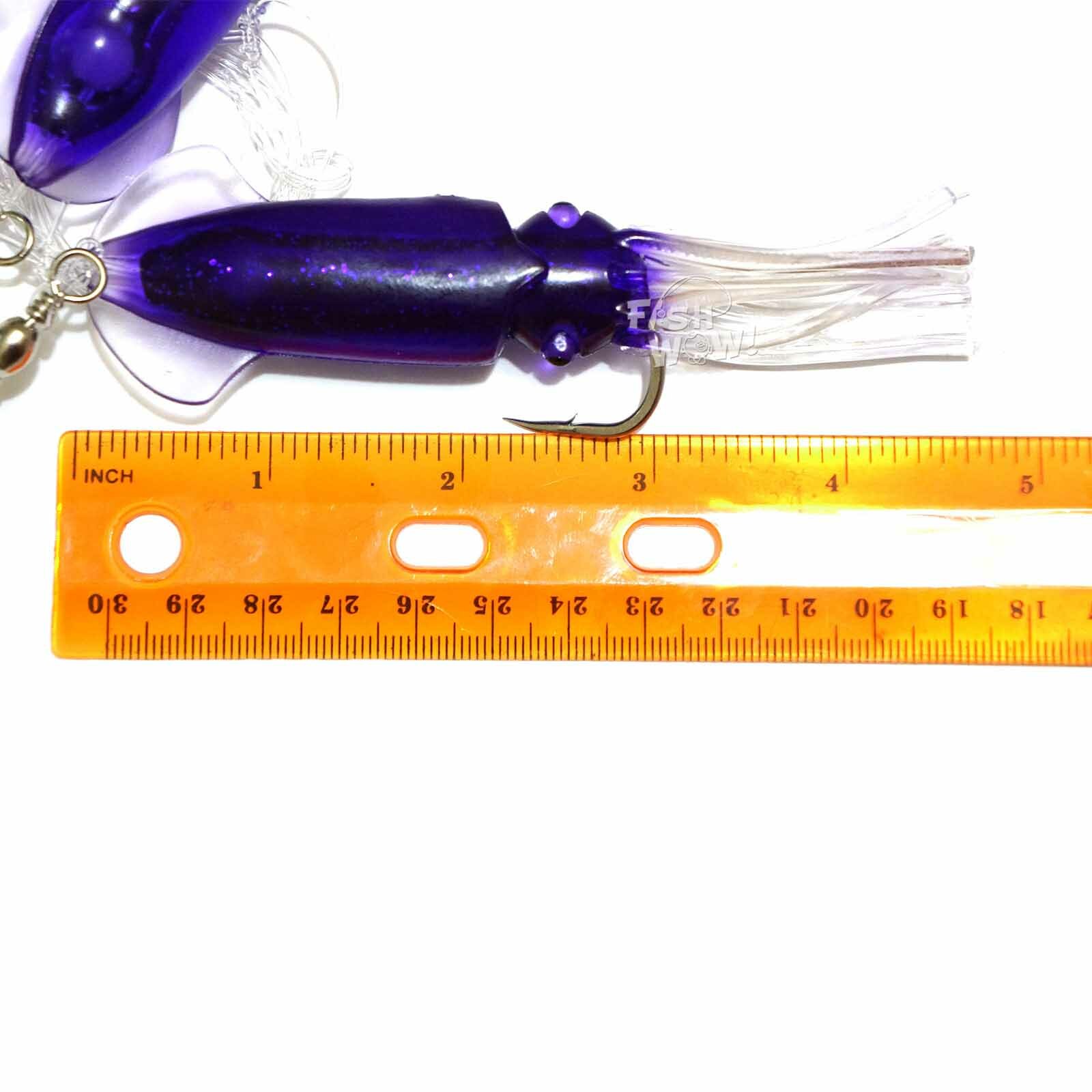 20pcs 4.5" Fishing Ling Cod Rig Twin Bulb Squid Lingcod Rockfish Lure 2 ...