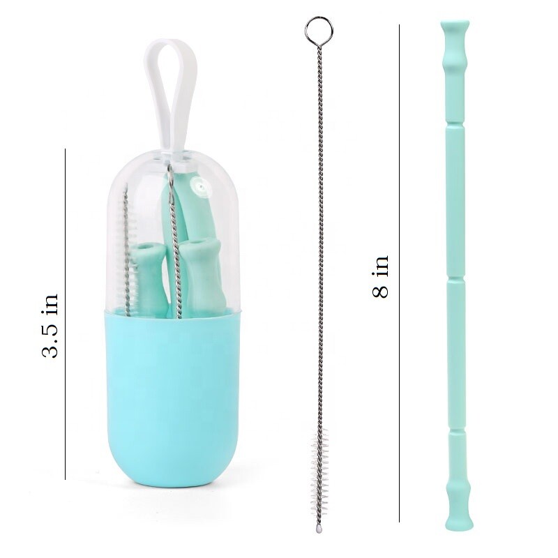 12 Pack Reusable Collapsible Portable Silicone Straws Eco-Friendly | eBay