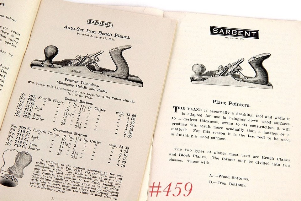 nice shape two ORIGINAL SARGENT TOOLS PLANE catalogs parts lists | eBay