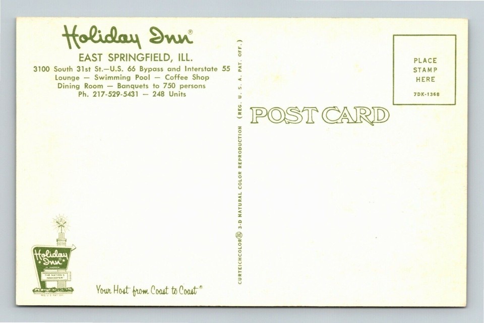 East Springfield IL-Illinois, Holiday Inn Motel, Antique Vintage ...