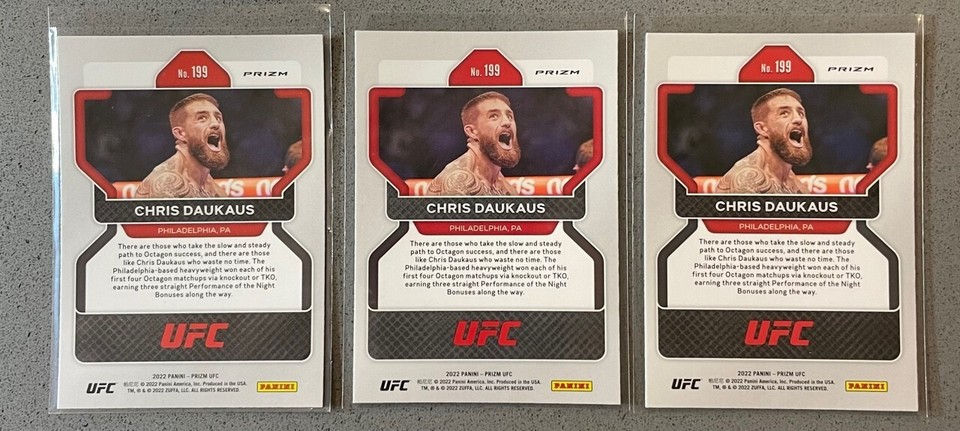 3x Lot 2022 Panini Prizm UFC MMA #199 Chris Daukaus Silver Refractor ...