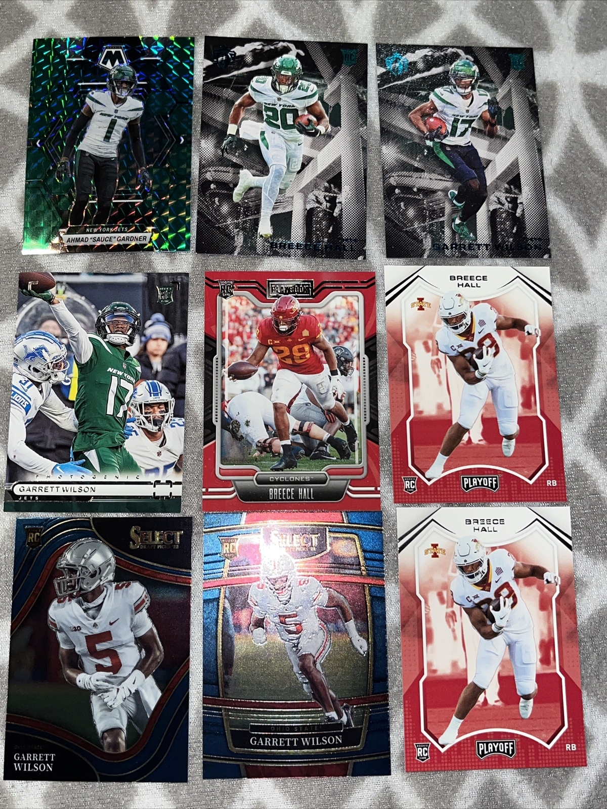New York Jets NFL Card Lot Of 9 Rookies Garrett Wilson Breece Hall ...