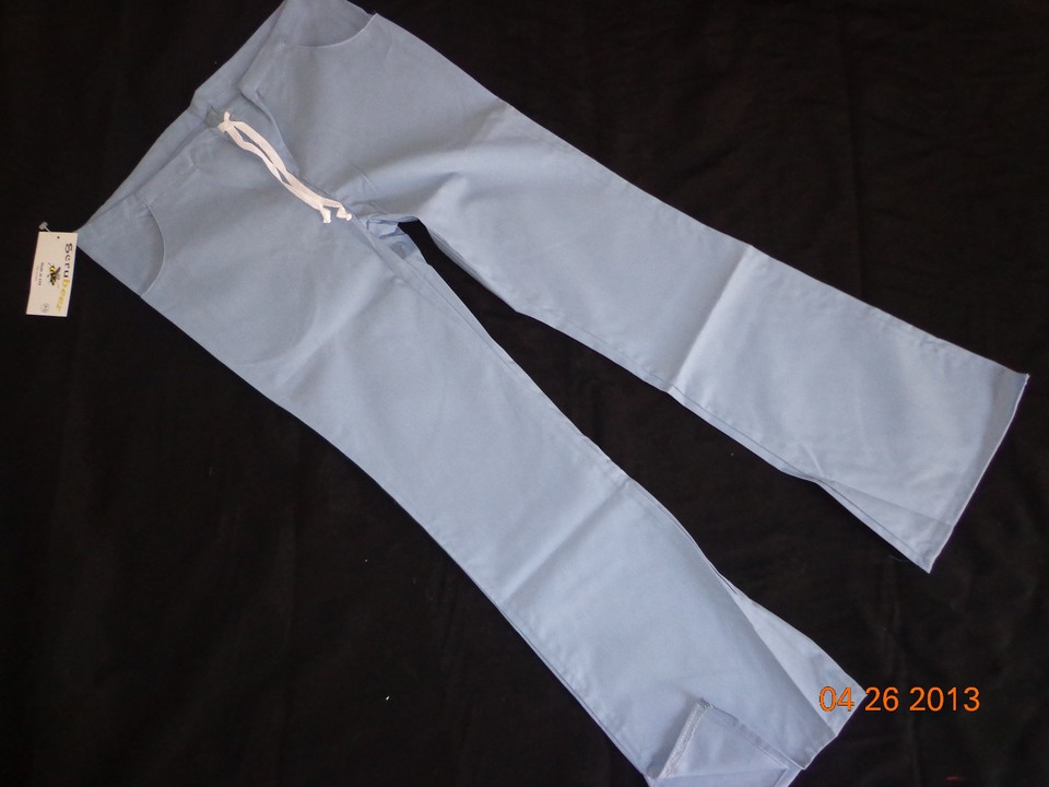 New Scrubeez Women's Drawstring Flare Pants Scrubs Medical Uniform Sz ...