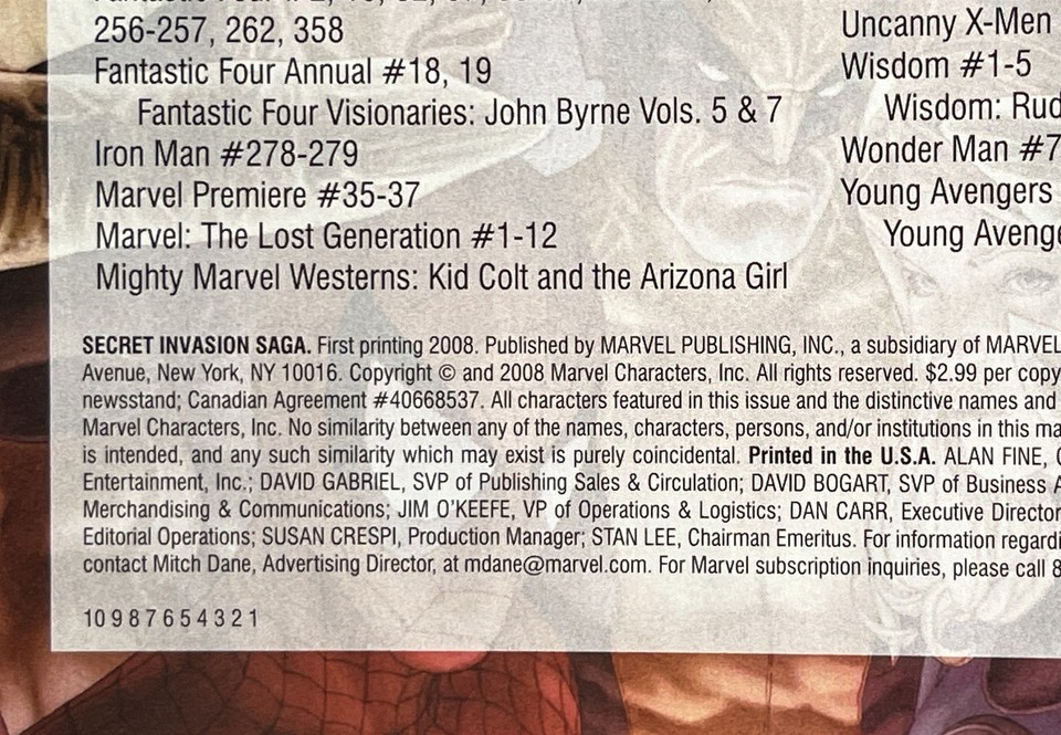 Marvel Secret Invasion Sage Comic First Pritning Marvel Publishing 2008 ...