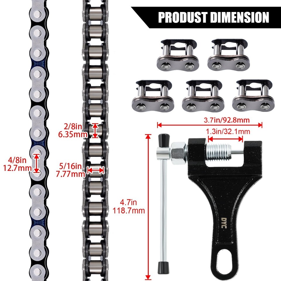 DYC 420 Motorcycle Chain 132 Links - Durable & Compatible for ATVs ...