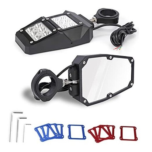 UTV ATV Rear View Mirrors with LED Lights, 1.75-2 Inch Roll Bar Cage ...