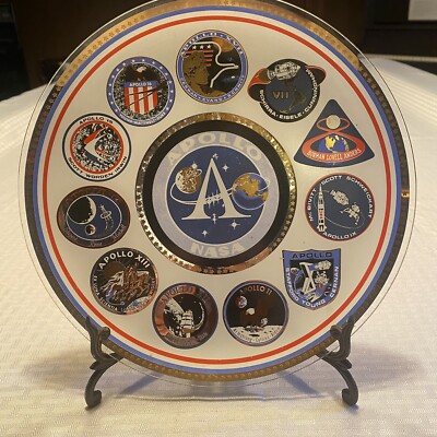 NASA Apollo Space Program Apollo 7-17 Collectible Glass Plate 10 1/2 ...