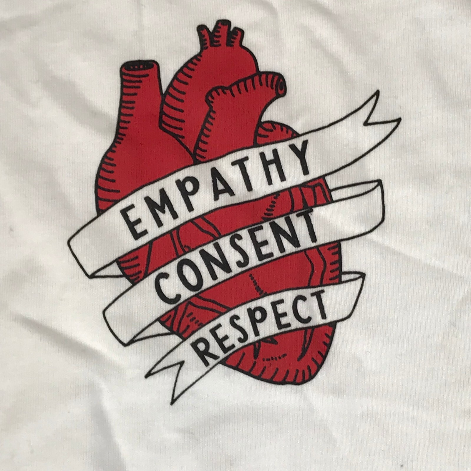 White T-Shirt (Empathy Consent Respect) Size Large - Gem