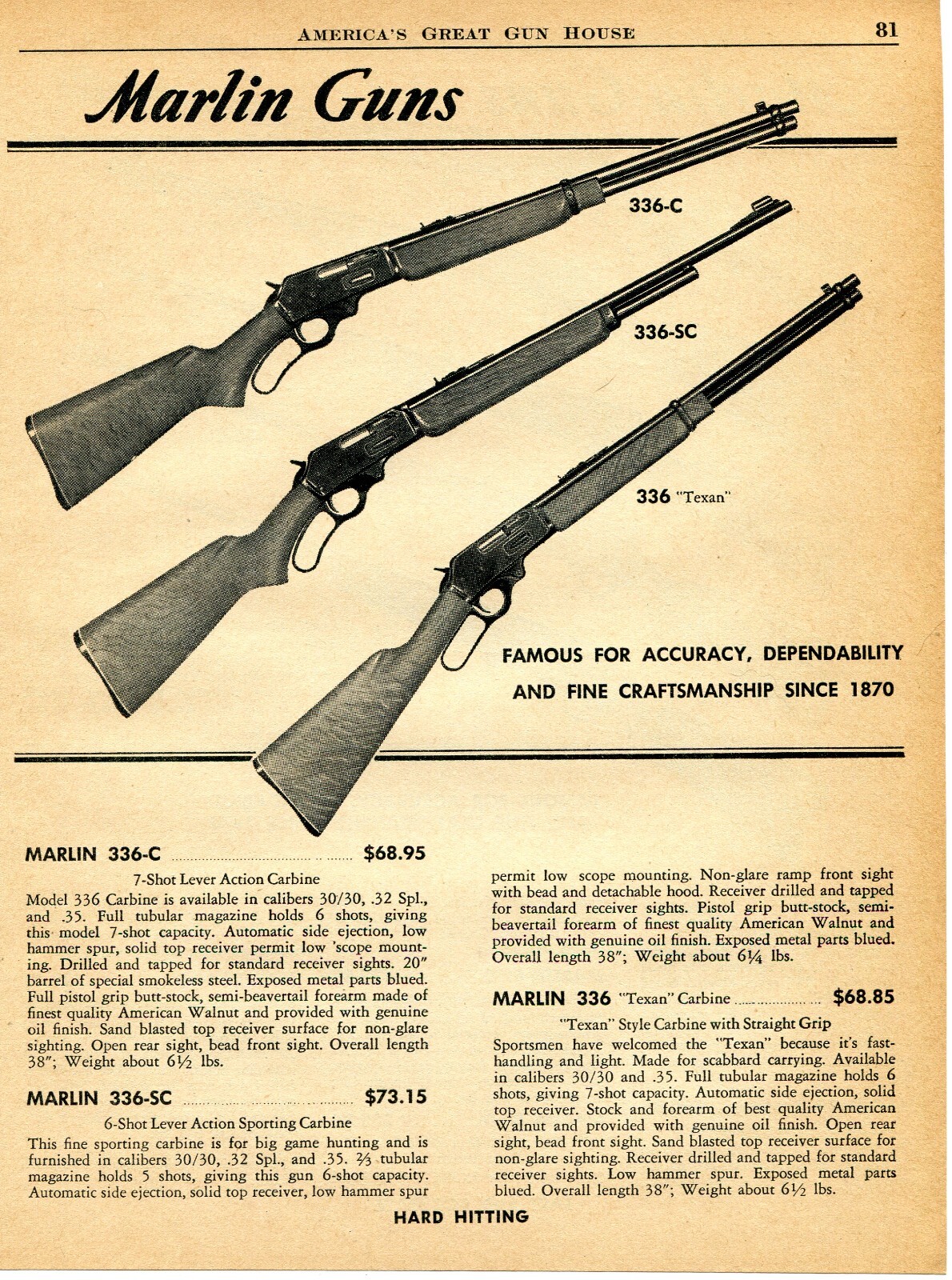 1956 Print Ad of Marlin Model 336C 336SC 336 Texan Carbine Rifle | eBay