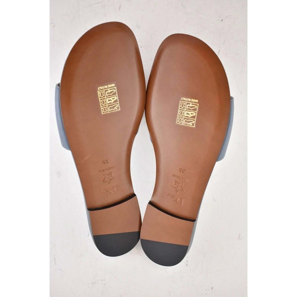 Christian Dior Dway D-Club Blue Leather CD Club Logo Slide Mule Flat ...