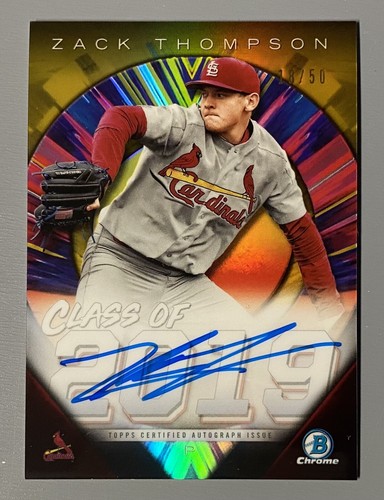 2019 Bowman Draft Chrome Zack Thompson On-Card Auto Gold Refractor 18/ ...