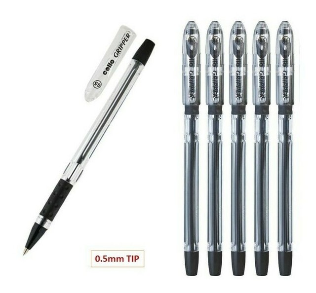 100 Cello GRIPPER Ball Pen BLACK | 0.5mm | Transparent look | Smooth ...