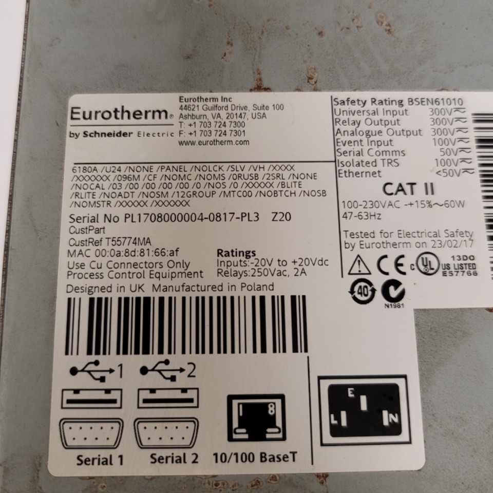 Eurotherm 6180A Paperless Graphic Recorder 24 Universal Inputs Missing ...