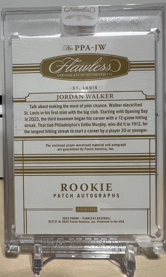 2023 Panini Flawless Baseball Jordan Walker Rookie Auto /25 Laundry Tag ...
