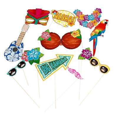 Hawaiian Luau Tropical Party Photo Booth Prop Set Selfie Props Pack of ...