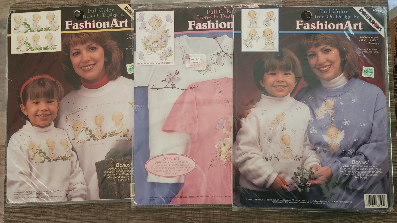 Dimensions Fashion Art Iron On Design Lot of 3 Morehead Angels 80188 ...