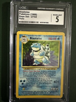 CGC 5 Blastoise Pokemon 1999 Base Set 2/102 Holo Graded Pokémon | eBay