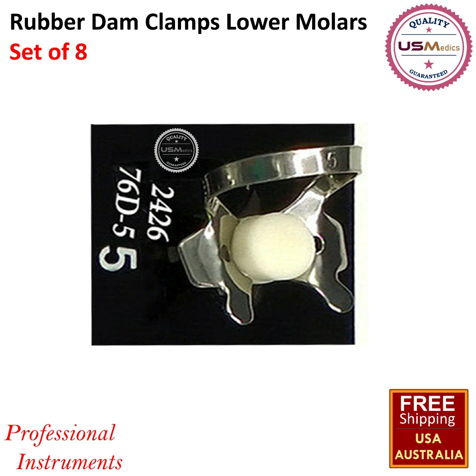 Dam Clamp Lower Molars 8 Pieces Tissues Clamps Dentist Tissue Retractor ...