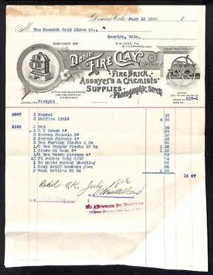 1900 Denver Fire Clay Co. Furness Crusher Assayer Bassick Gold Mine ...