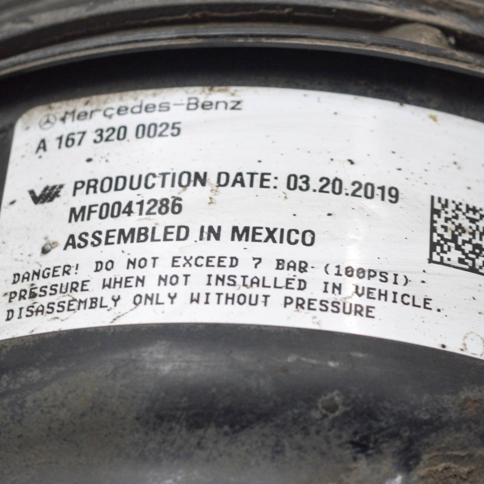 MERCEDES-BENZ GLE W167 350D Rear Left Air Suspension Bag A1673200025 ...