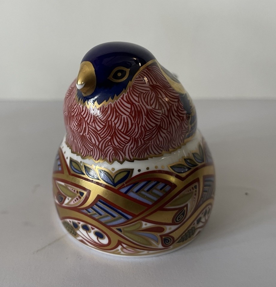 VINTAGE ROYAL CROWN DERBY PAPERWEIGHT BULLFINCH NESTING GOLD STOPPER ...