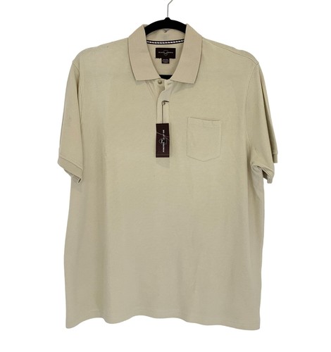 NWT Black Brown 1826 Short Sleeve Half Button Polo Shirt Oyster Men's ...