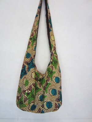 Unbranded Homemade Shoulder/Crossbody Cloth Hobo Purse Brown Floral Zip ...