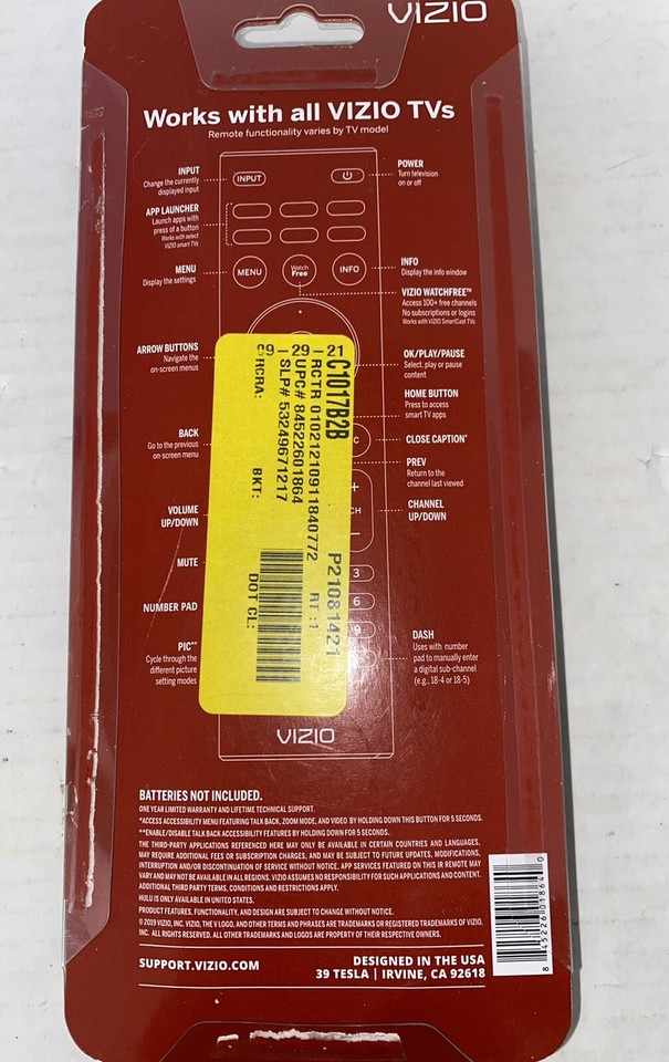 VIZIO Smart TV Remote XRT140R Universal Remote for VIZIO TV-VIZIO TV ...