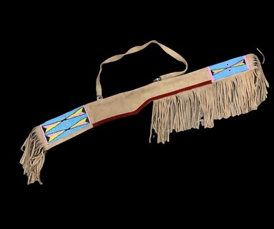 Indian Beaded Rifle Scabbard Sioux Style Suede Leather Native American ...