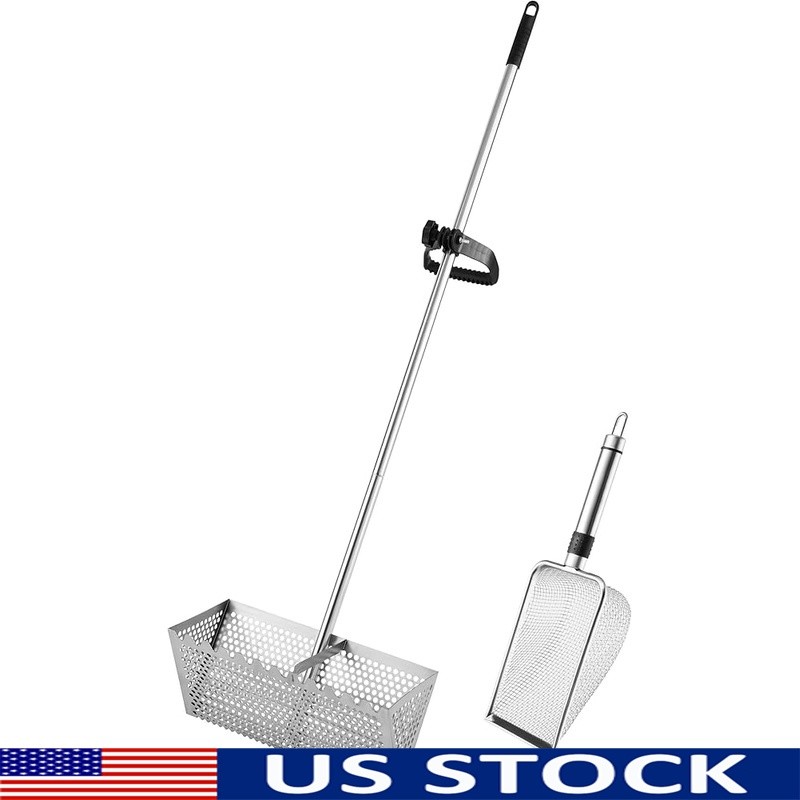 16" Sand Flea Rake Detachable Handle Shark Tooth Steel Beach Rake Bait ...