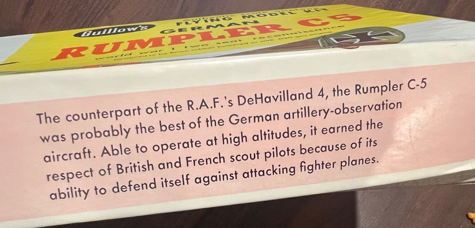 1964 VINTAGE - Guillow's German Rumpler C5 Flying Model Kit | eBay