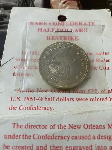 1861 HALF DOLLAR RESTRIKE COIN CONFEDERATE STATES OF AMERICA CIVIL WAR ...