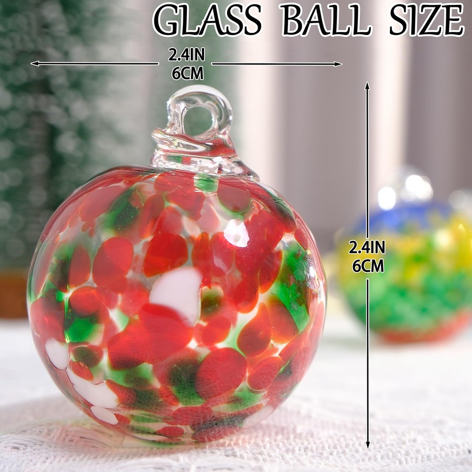 Christmas Hand Blown Glass Ball Ornaments 12Pcs, 2.4" Crystal Xmas Tree ...