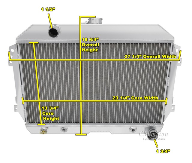 70 71 72 73 Datsun 240z Chevy CONV Champion 3 Row Aluminum Radiator ...