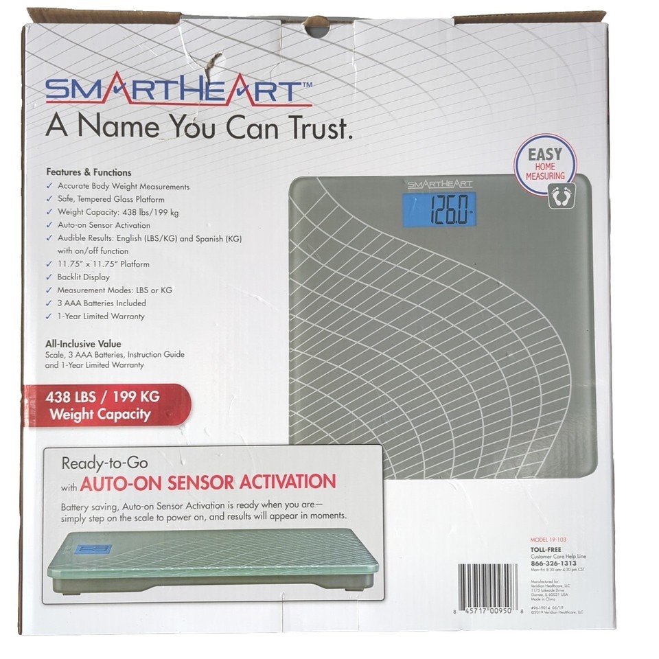 SMARTHEART TALKING DIGITAL BODY WEIGHT SCALE ENGLISH OR SPANISH 438LB ...