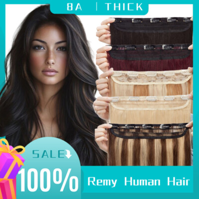 Invisible One Piece Clip In Russian 100% Remy Human Hair Extensions 3 ...