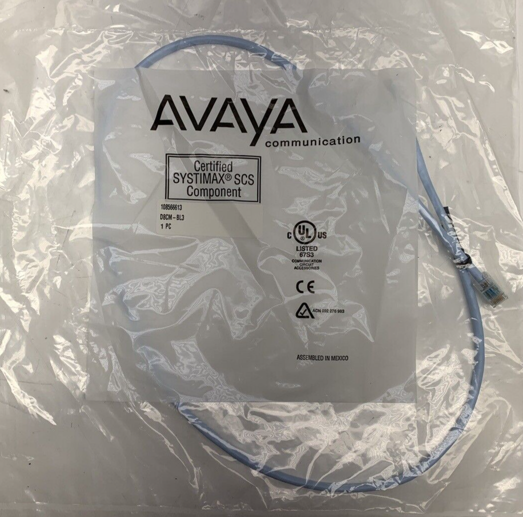 *LOT OF 8* AVAYA D8CM-BL3 Systimax 1074D 4/24 CM HQ40751 3 FT Blue ...
