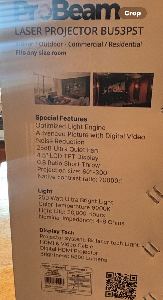 3 Piece Bundle8K ProBeam Laser Projector BU53PST, Titan TNS72 Digital ...