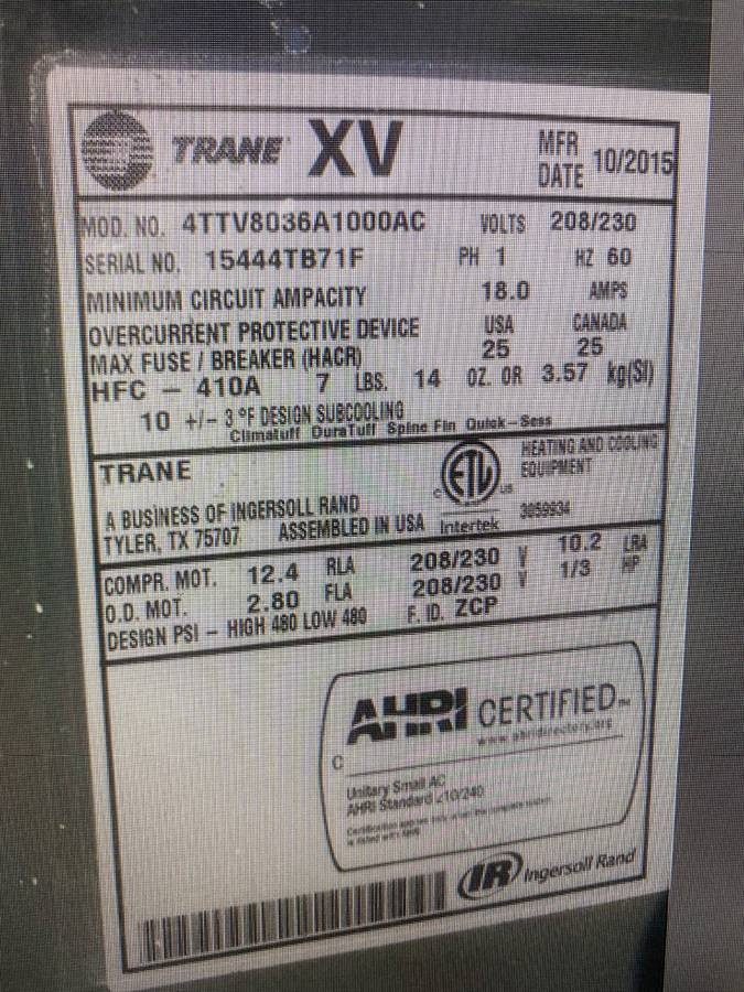 Trane 3 ton 410a XV18 TruComfort™ Variable Speed Air Conditioner ...