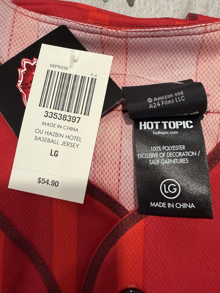 Hot Topic Hazbin Hotel Alastor Baseball Jersey Radio Demon L Red | eBay