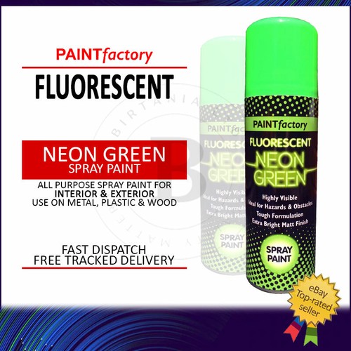 1x Fluorescent Neon Green Spray Paint Aerosol DIY Matt Hi Vis Safety ...