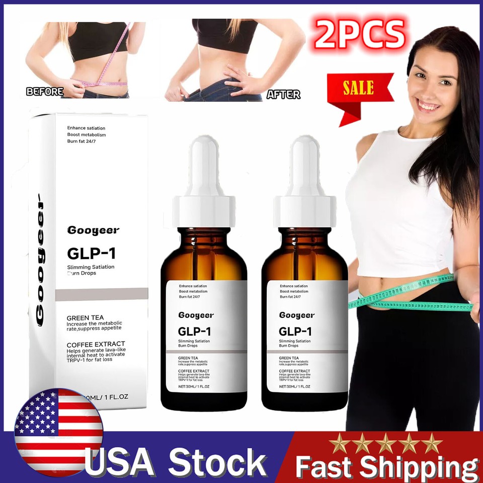 2PCS GLP-1 Weight Loss Fat Burner Drops Diet Supplement Slimming Drops ...