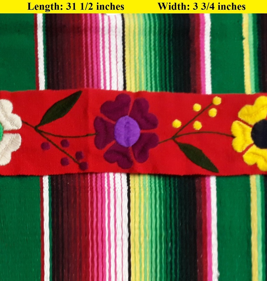 Handmade Mexican Embroidered Sash from Chiapas Zinacantan | eBay