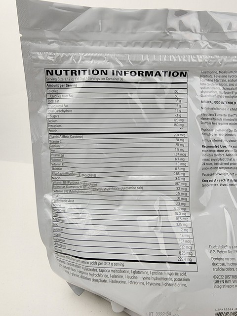 Integrative Therapeutics Physicians Elemental Diet Powder - 44oz for ...