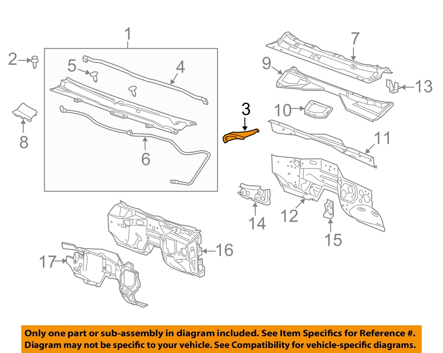 GMC SIERRA PASSENGER SIDE WINDSHIELD COWL VENT COVER 2014-2019 NEW OEM ...