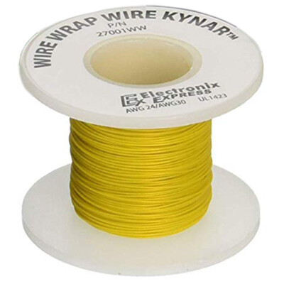 100 Feet Yellow 30 Gauge Solid Kynar Wire Wrap, PVDF Insulated Tinned ...