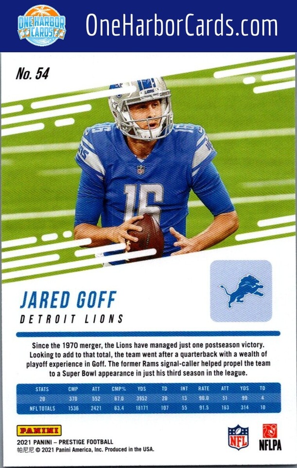 2021 Panini Classics Detroit Lions Football Card #41 Jared Goff | eBay